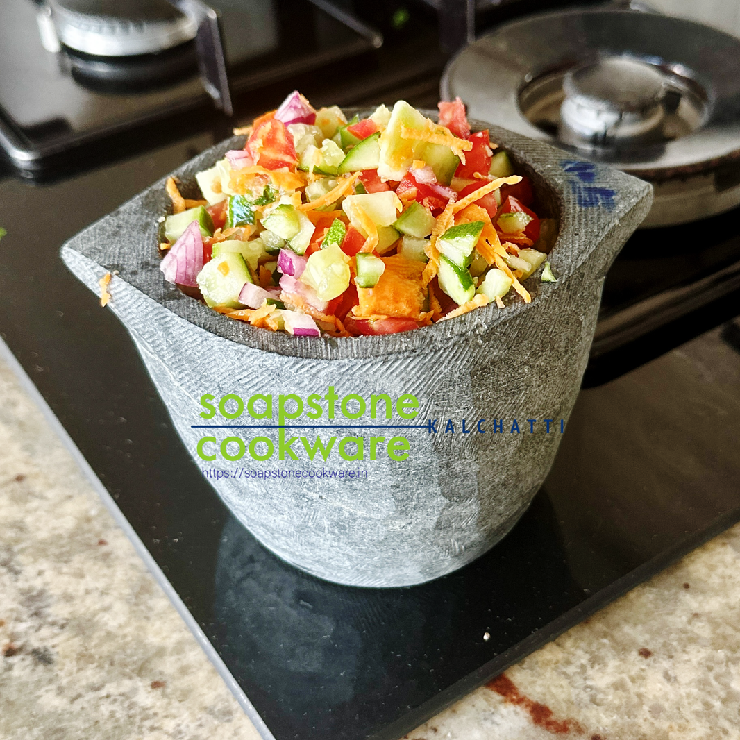 Soapstone Cooking Collections Kalchatti,Kadai, Pot with Lid 0.6-3.5Lit ...